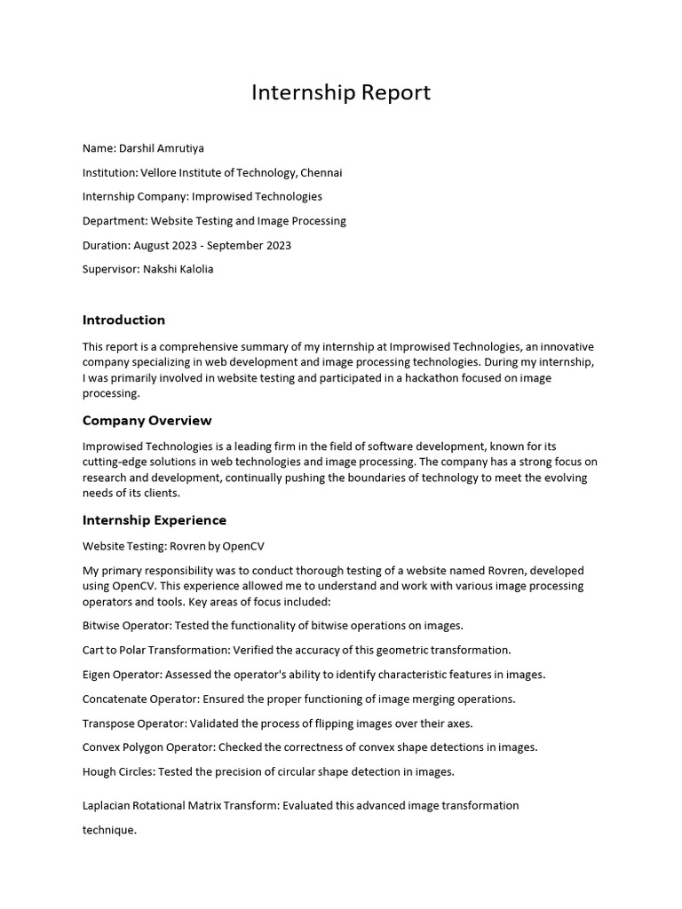 Internship Report - Darshil | PDF | Shape | Optical Character Recognition