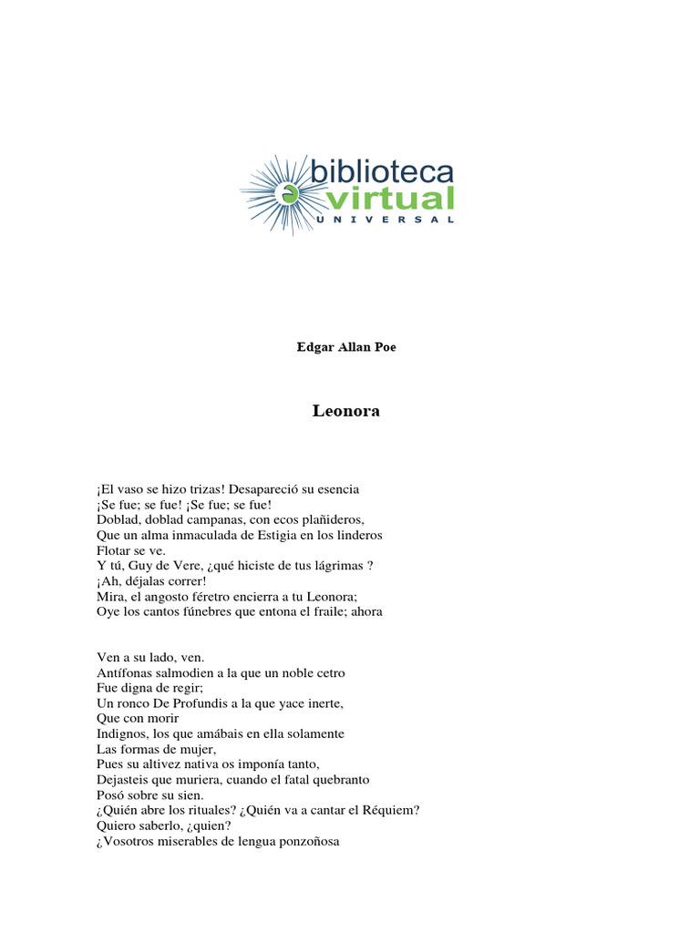 Leonora | PDF | Poesía | Clásicos