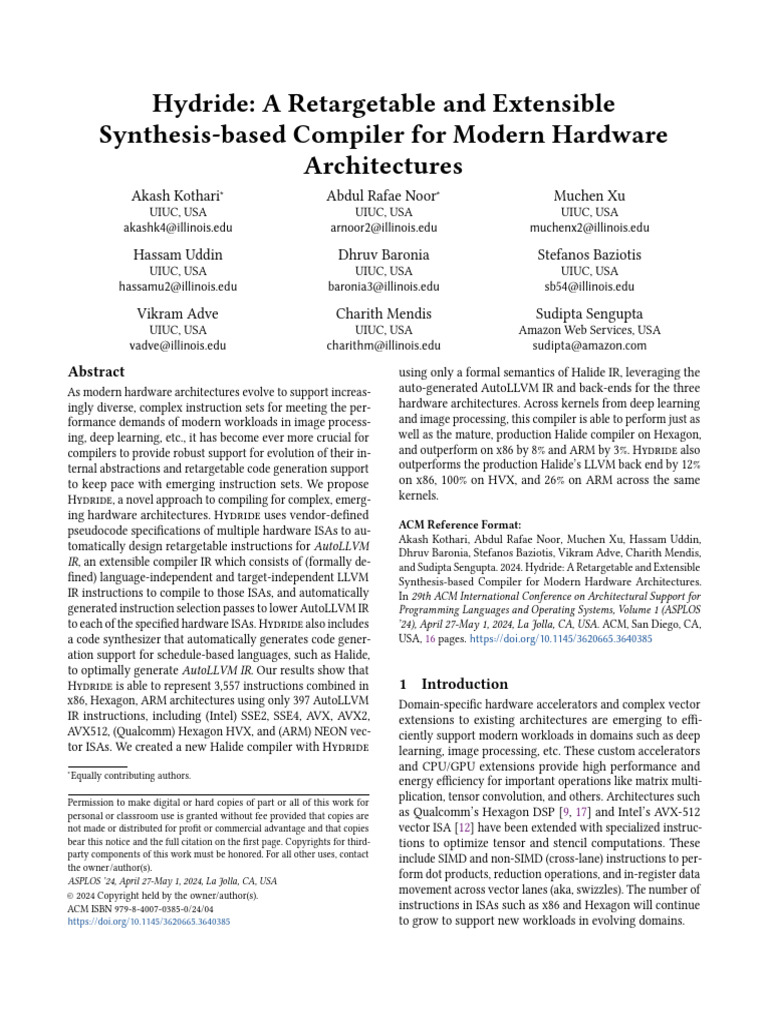 24, Hydride - A Retargetable and Extensible Synthesis-Based Compiler For Modern Hardware ...