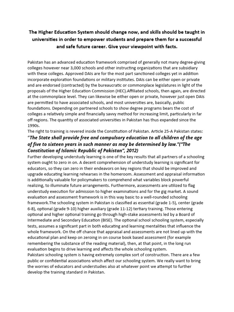 The Higher Education System | PDF | Career & Growth