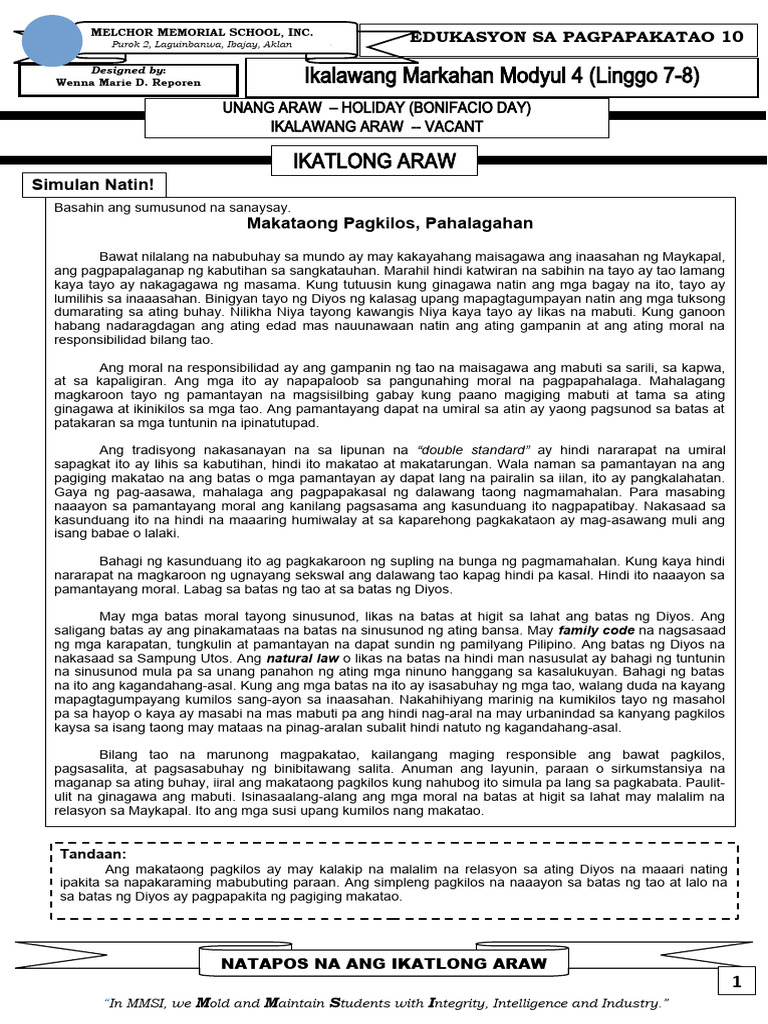 ESP 10 Module 7th 8th | PDF
