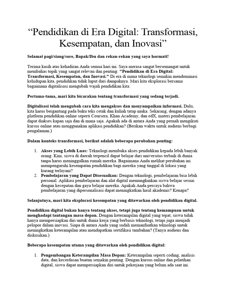 Pendidikan Di Era Digital | PDF | Ilmu Sosial | Komputer