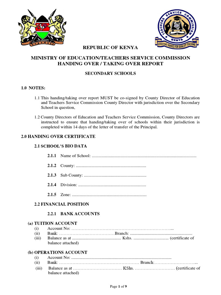 HANDING OVER SECONDARY | PDF | Cheque | Inventory