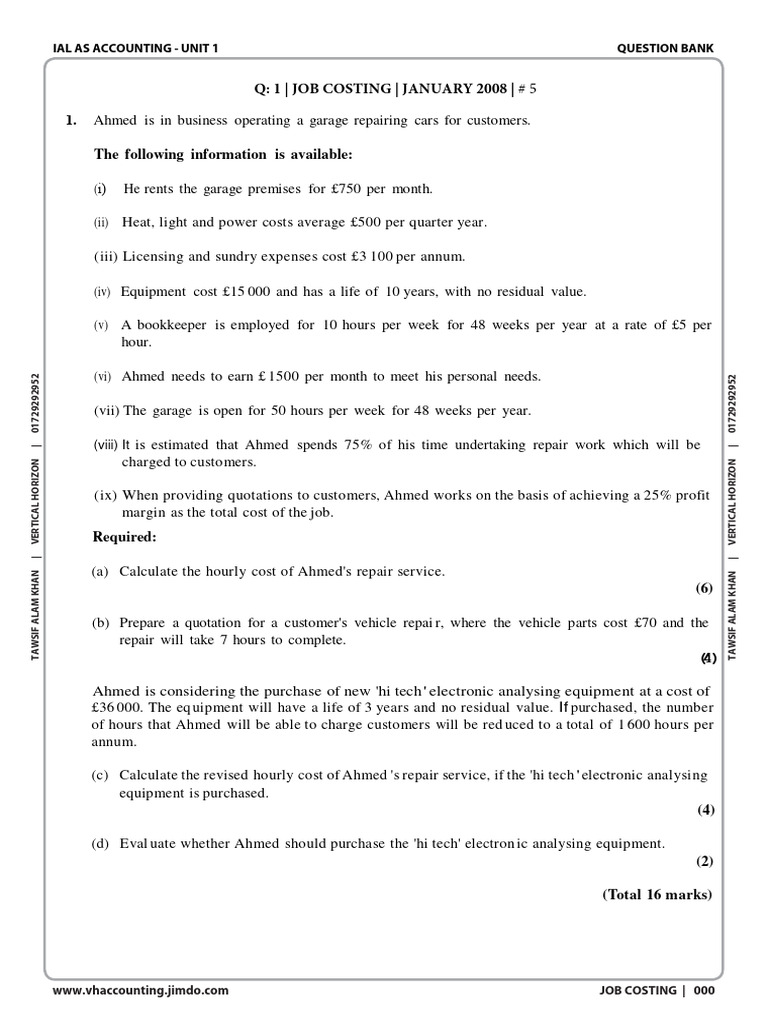 Worksheet Job Costing Pdf List Price Inventory