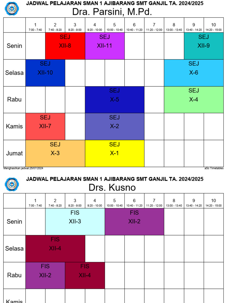 Jadwal Guru Ganjil Fix | PDF