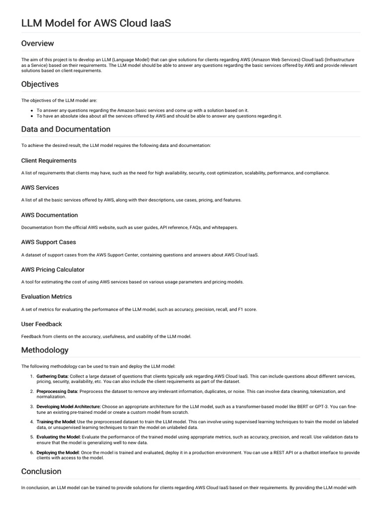 AWS LLM Model for Cloud IaaS Solutions | PDF | Amazon Web Services ...