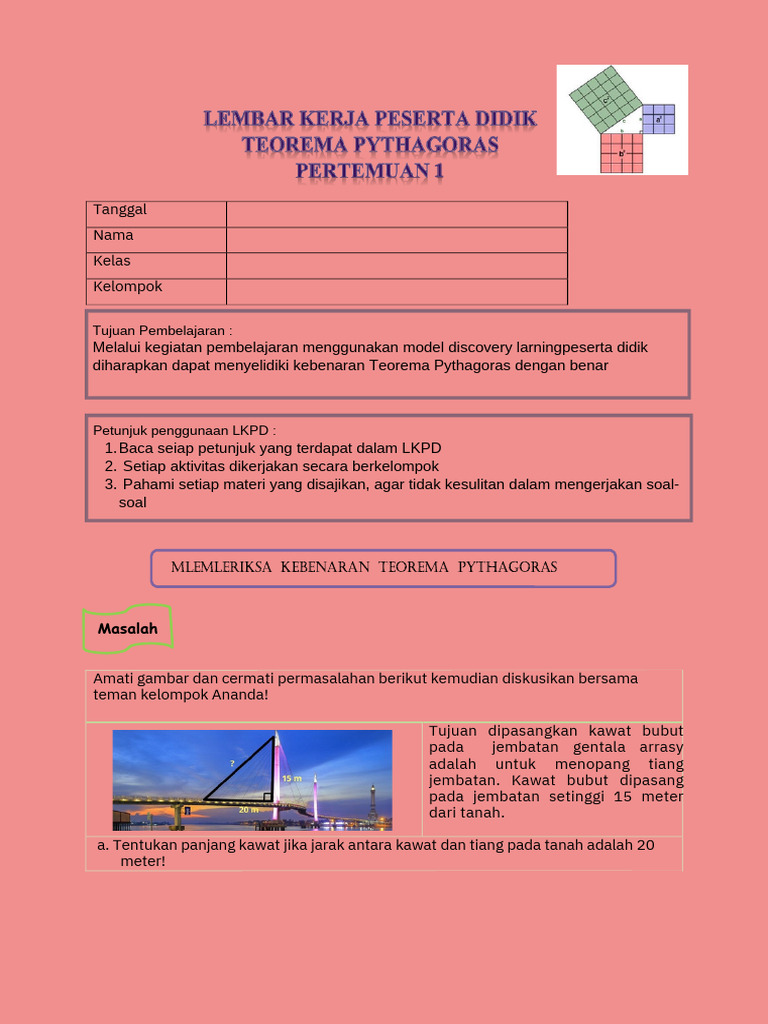 LKPD Modul Ajar Phytagoras PDF | PDF
