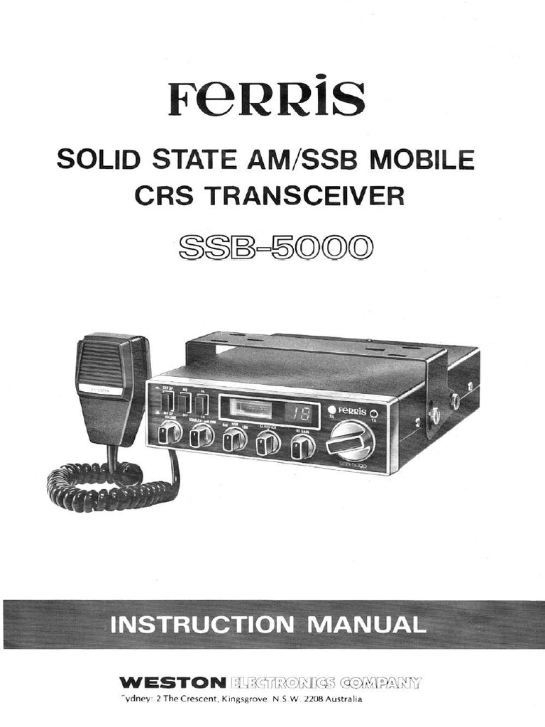 Ferris SSB-5000 Instruction Manual | PDF | Microphone | Loudspeaker
