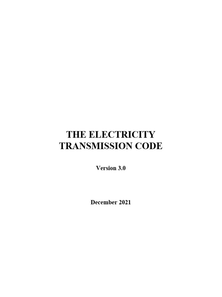 Electricity Transmission Code V3.0 | PDF | Electric Power Transmission ...