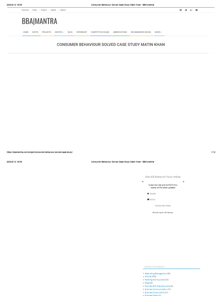 Consumer Behaviour Solved Case Study Matin Khan - BBA_mantra | PDF ... Consumer Behaviour Solved Case Study Matin Khan - BBA_mantra | PDF ...