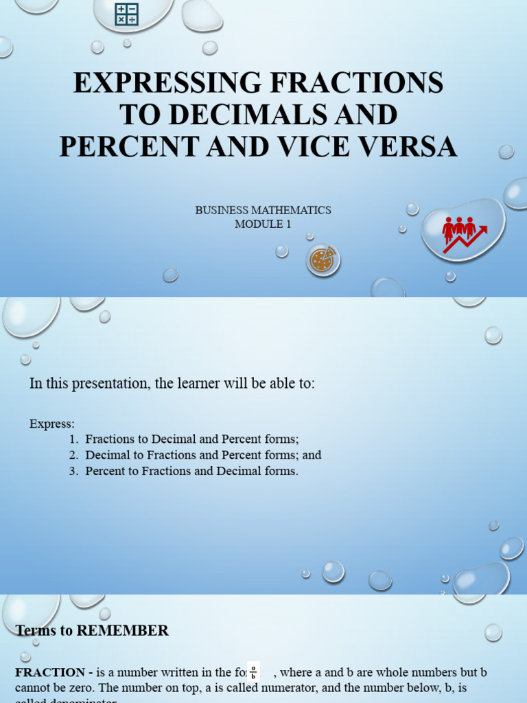 Expressing Fractions To Decimals and Percent and Vice Versa | PDF | Decimal | Division (Mathematics)