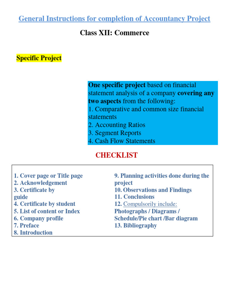 Class 12 Accountancy Project Guide | PDF | Financial Statement | Analysis