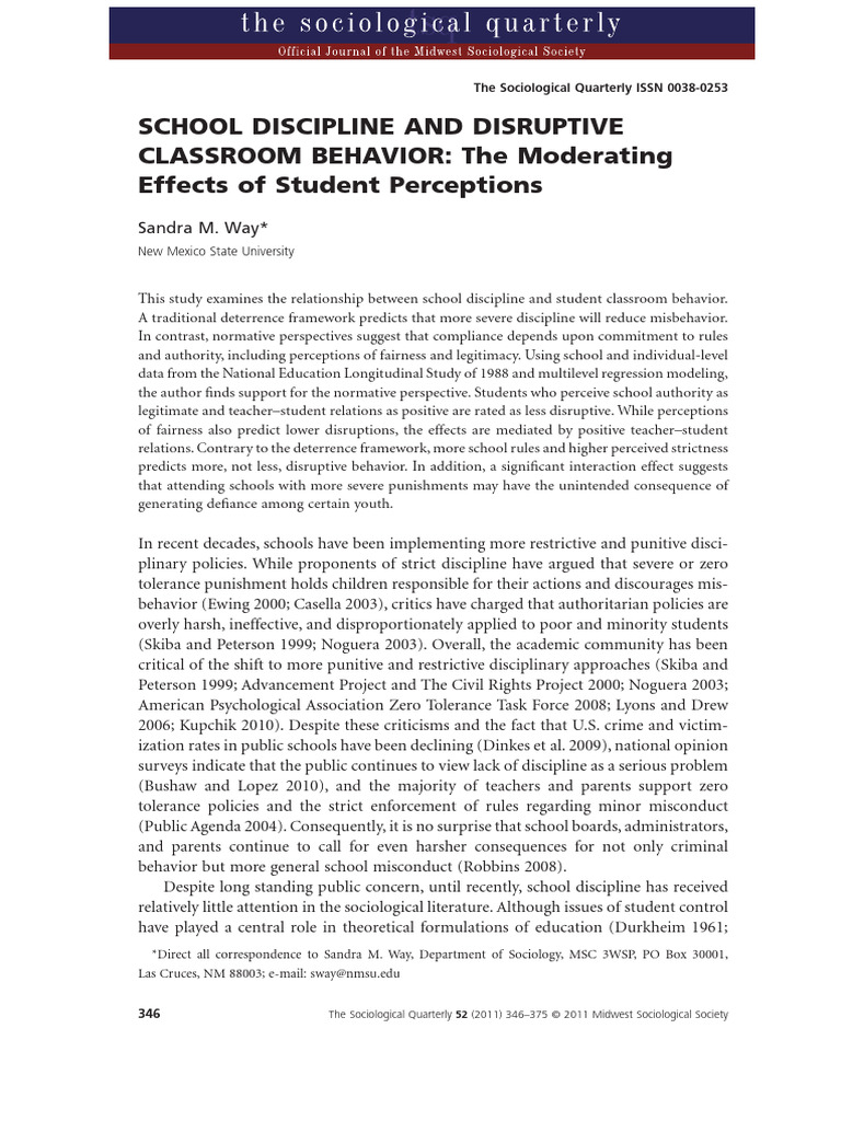 School Discipline's Impact on Behavior | PDF | Multilevel Model ...