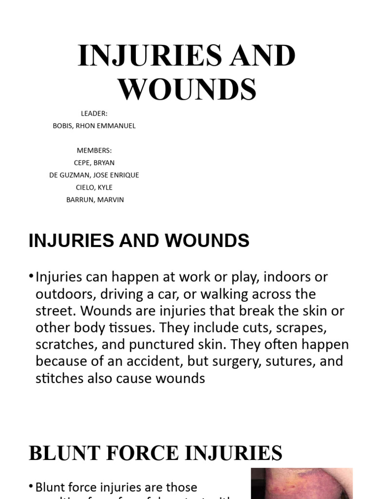 Types of Injuries and Wounds Explained | PDF | Wound | Skin