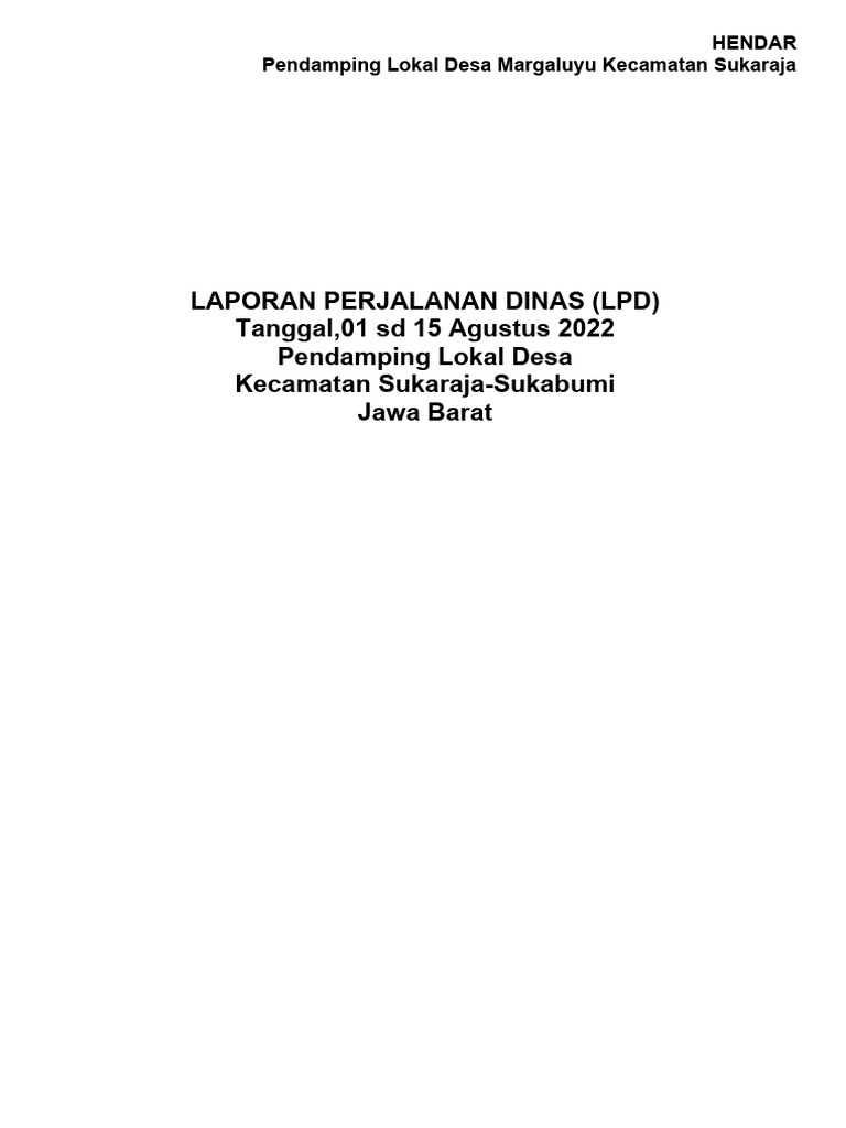Laporan Perjalanan Dinas SDGs Desa | PDF