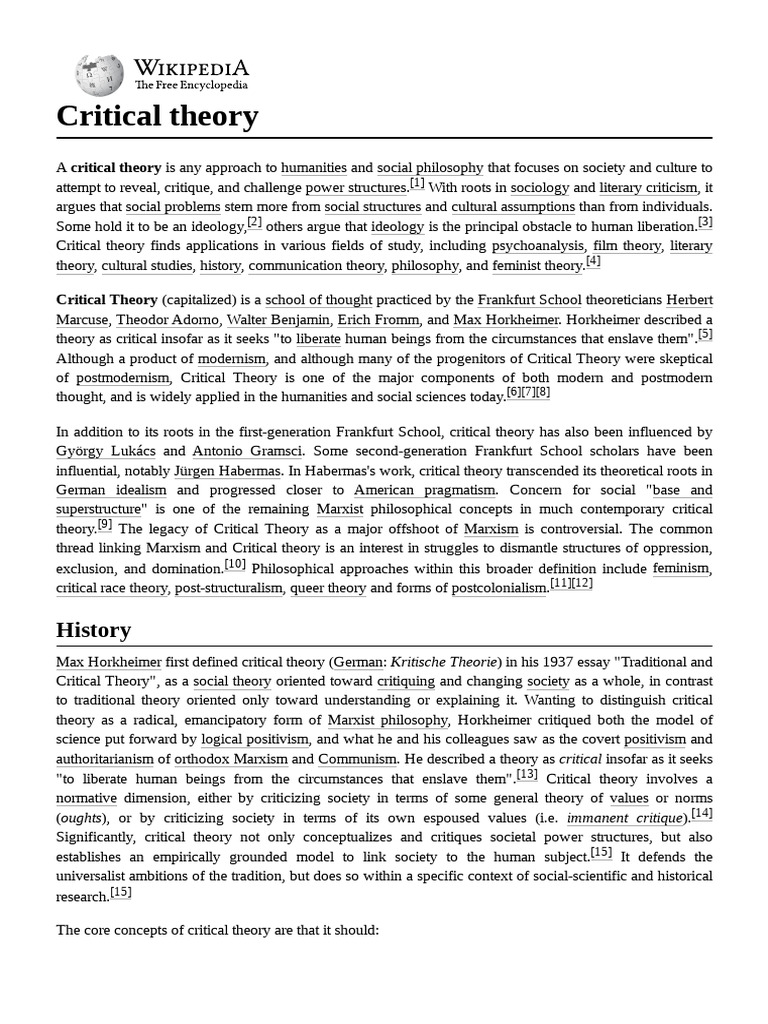 Critical Theory | PDF | Critical Theory | Liberal Arts Education