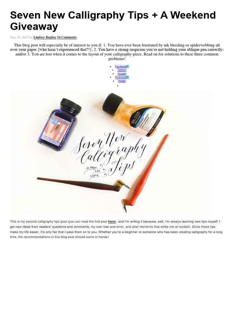 Seven New Calligraphy Tips | PDF | Pen | Calligraphy