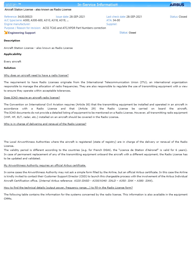 Aircraft Station License - Also Known As Radio License | PDF | Airbus ...