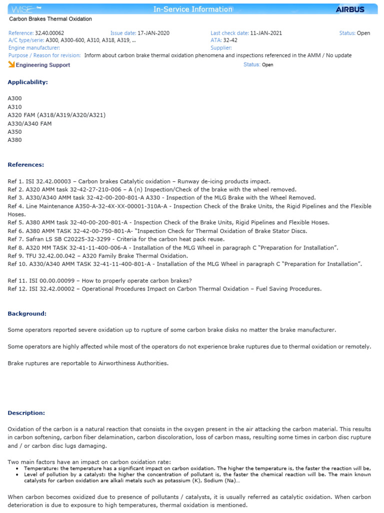 Carbon Brake Thermal Oxidation Guide | PDF | Airbus | Catalysis