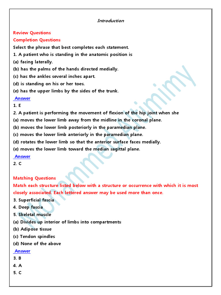 Anatomy MCQ | PDF | Anatomical Terms Of Location | Human Leg