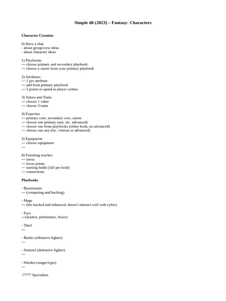 RPG Character Creation Guide | PDF