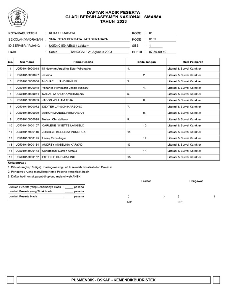 Asesmen Nasional - Tahun 2023 - SMA | PDF