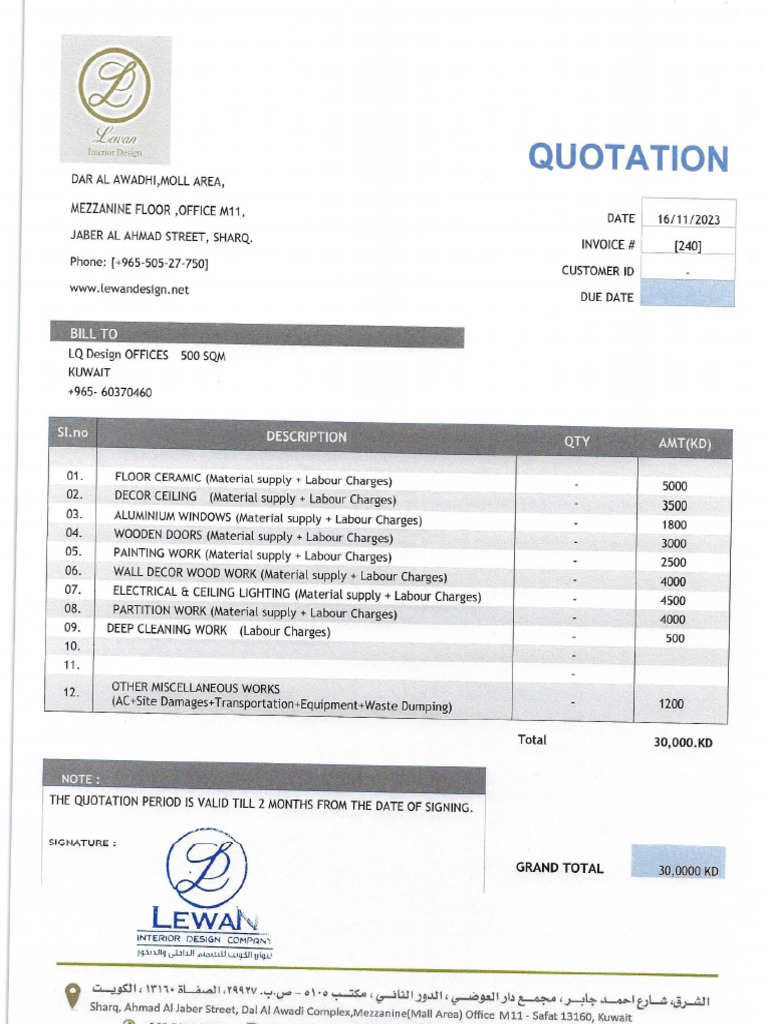 IQ Design Quotation Offices 16-11-2023 | PDF