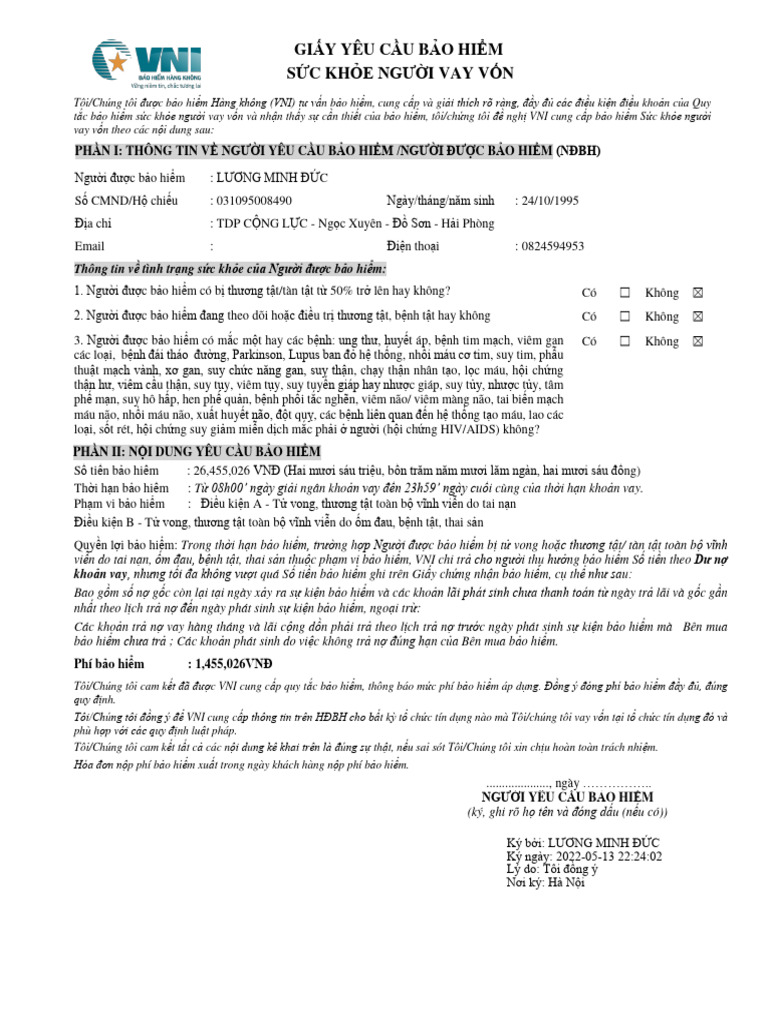 Luong Minh Duc - BH | PDF