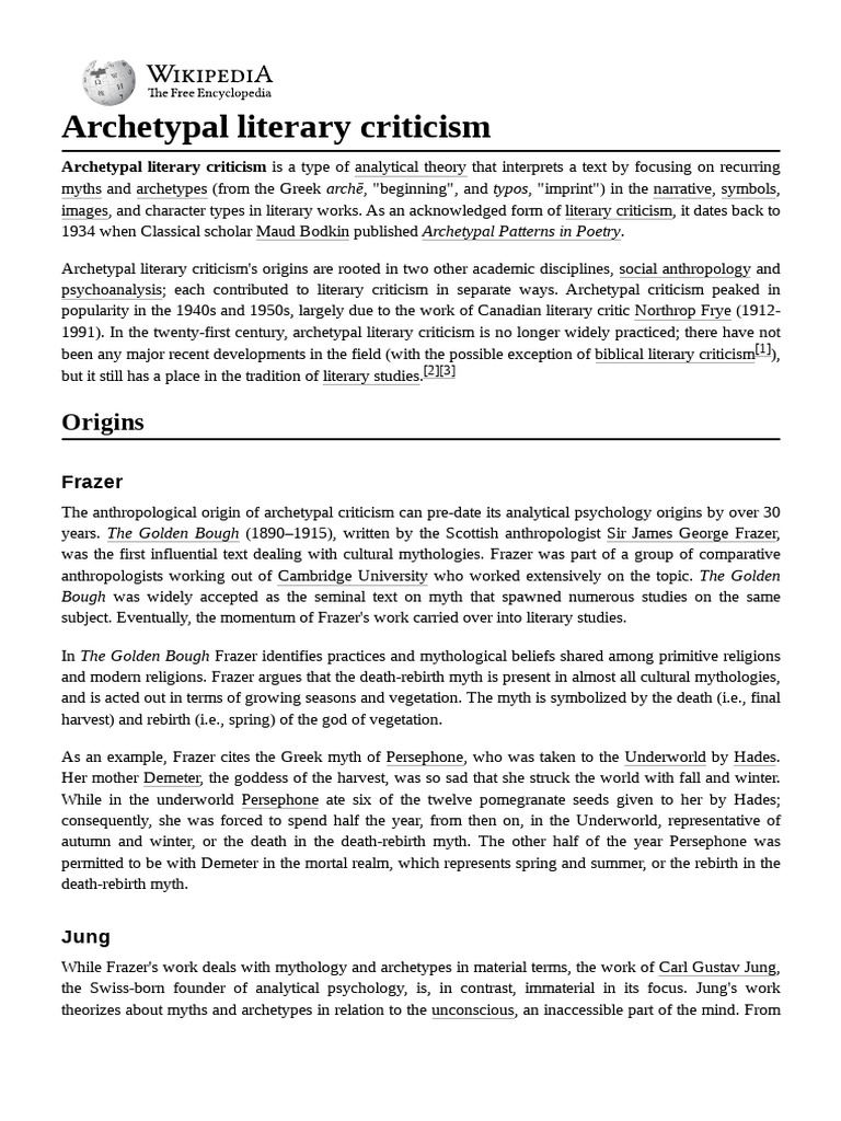 Archetypal Literary Criticism | PDF