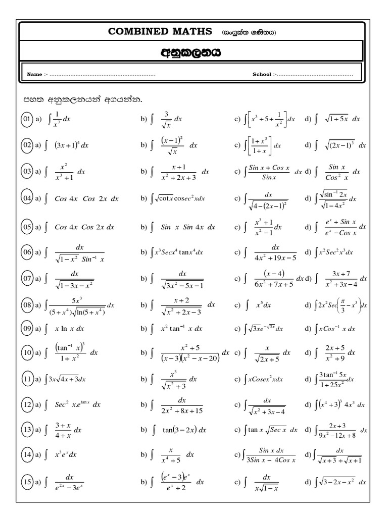 Integral Calculus Practice Problems | PDF