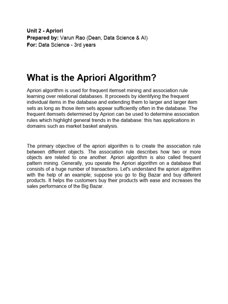 U2 - Apriori - 5th Sem - DS | PDF | Computing | Data Analysis
