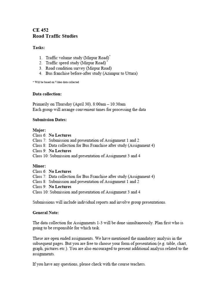 452 Assignment Updated | PDF | Road | Surveying