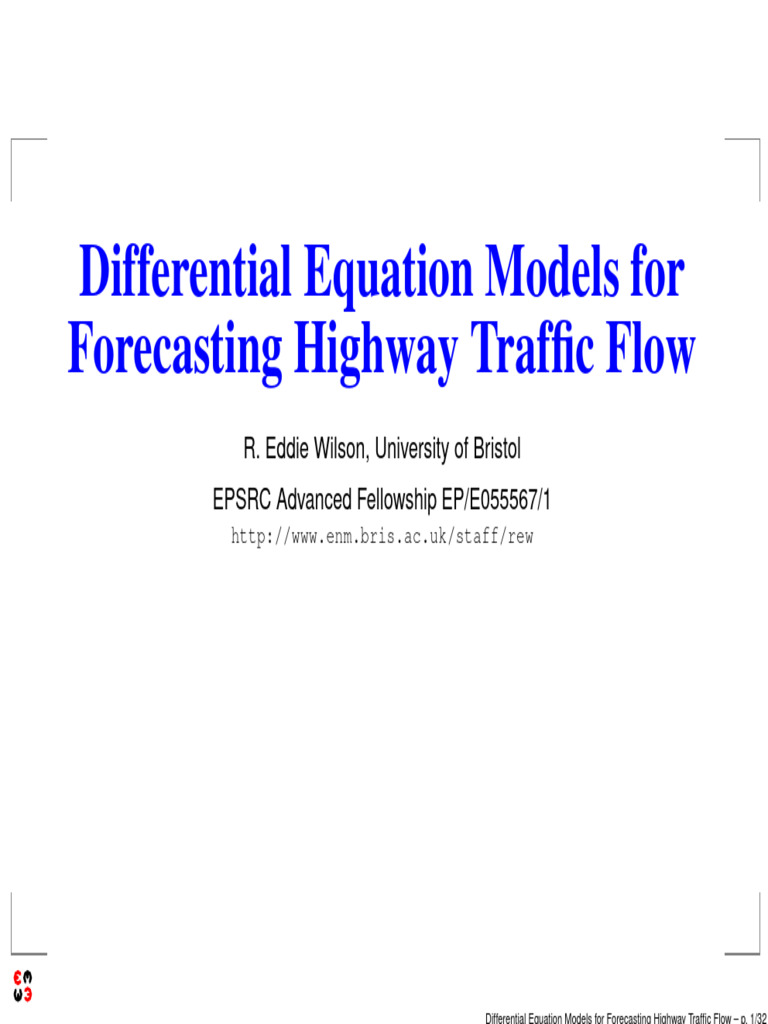 Differential Equation Models For Forecasting Highway Traffic Flow | PDF ...