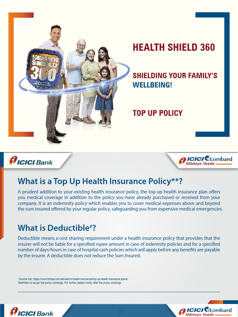 ICICI Lombard Health Shield 360 Overview | PDF | Insurance | Deductible