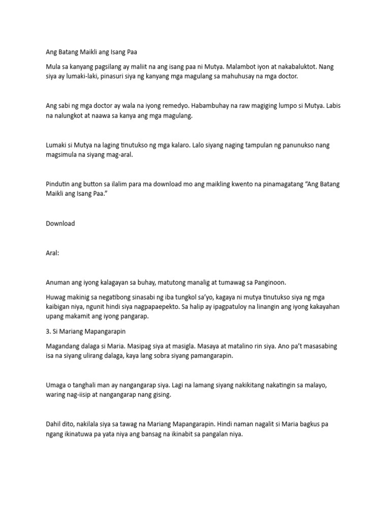 Ang Batang Maikli Ang Isang Paa | PDF