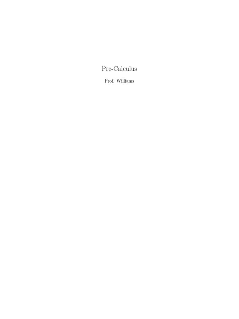 Pre-Calculus Course Reader | PDF | Trigonometric Functions | Numbers