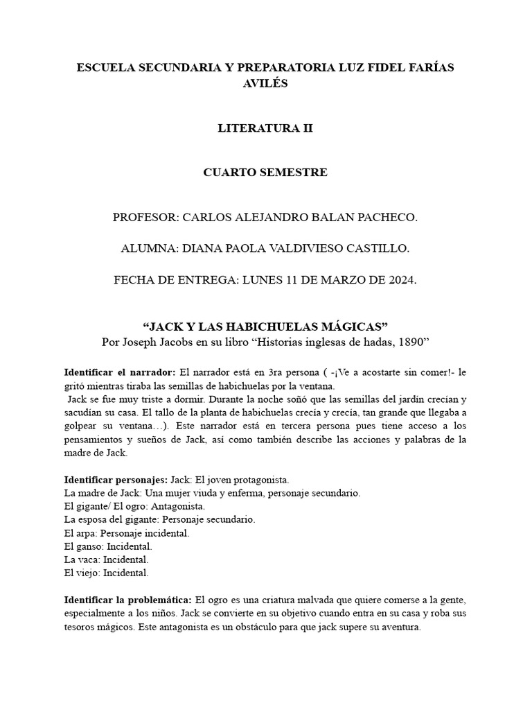 cuento | PDF | Jack y las habichuelas magicas