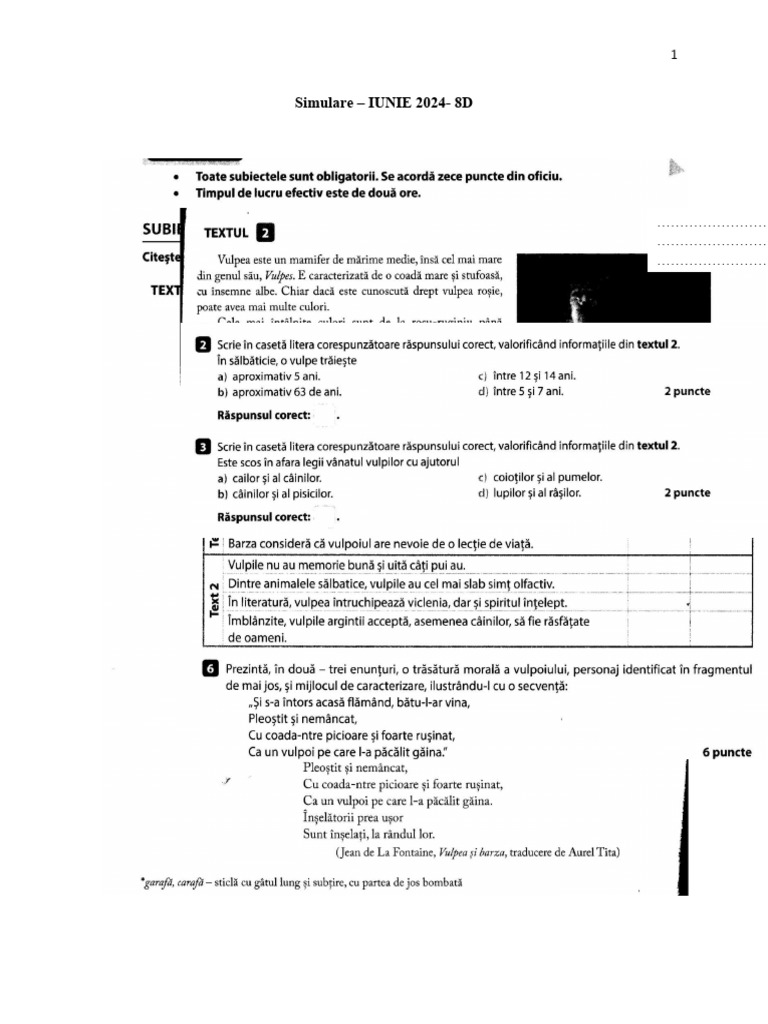 Simulare Iunie 2024 NR 1 | PDF