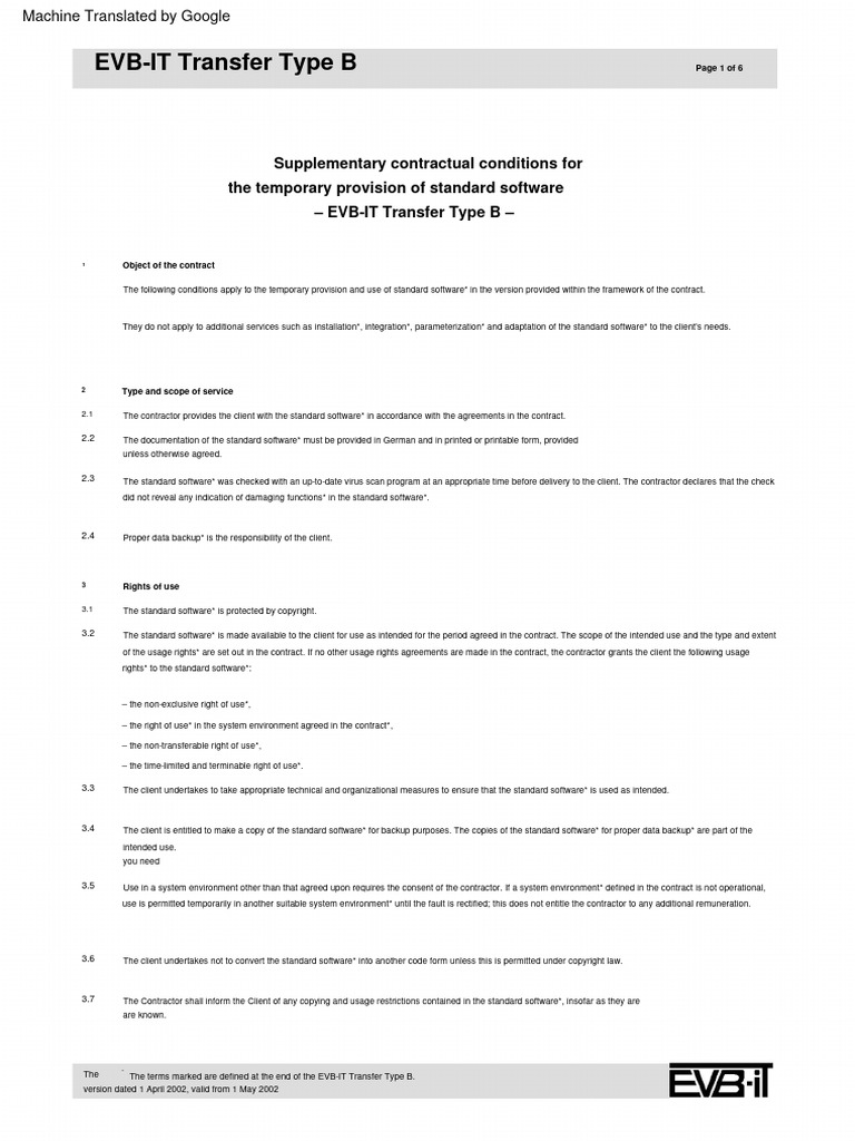 EVB-IT-Überlassung Typ-B AGB | PDF | Legal Liability | Copyright ...