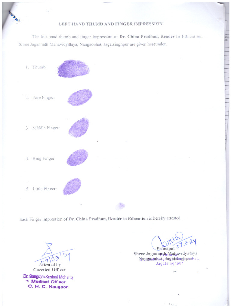 Specimen Signature & Thumb Impression | PDF
