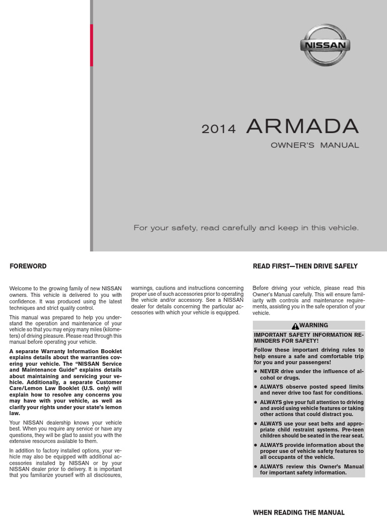 2014 Nissan Armada | PDF | Seat Belt | Airbag