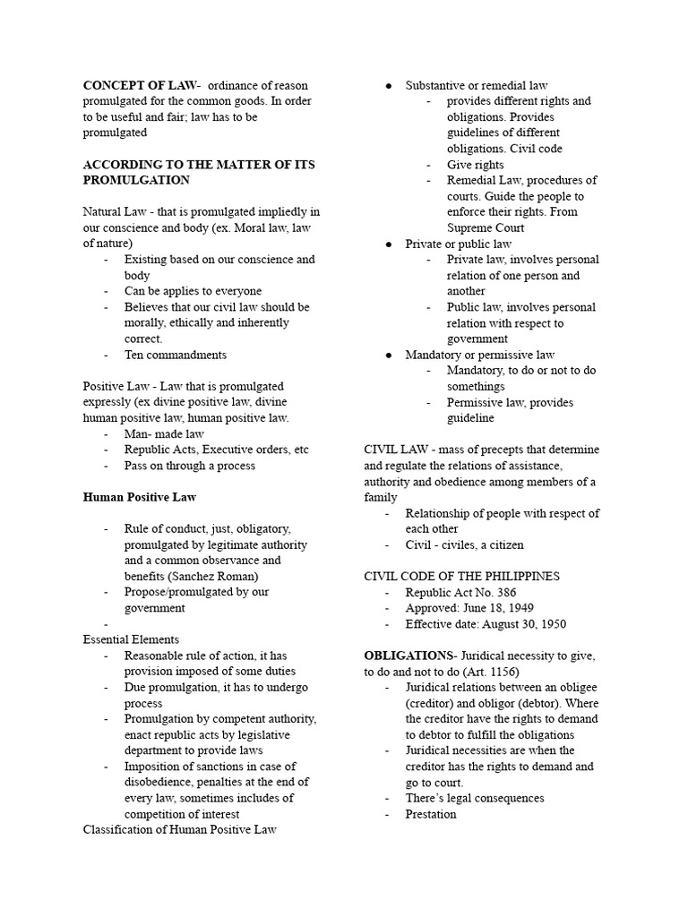 Oblicon Notes 1 | PDF | Law Of Obligations | Common Law