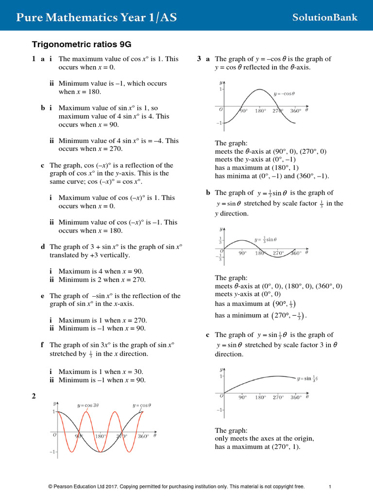 Alevelsb p1 Ex9g | PDF | Trigonometric Functions | Cartesian Coordinate ...