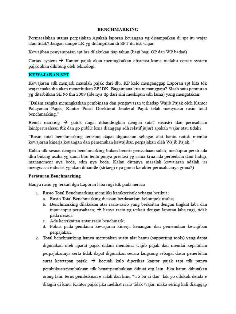 CATATAN BENCHMARKING | PDF