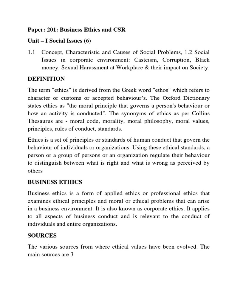 Unit 1 & Unit 2 | PDF | Morality | Business Ethics