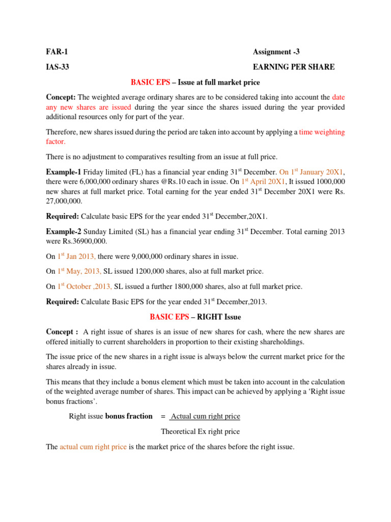 Assignment 3 IAS 33 EPS | PDF | Share (Finance) | Investing