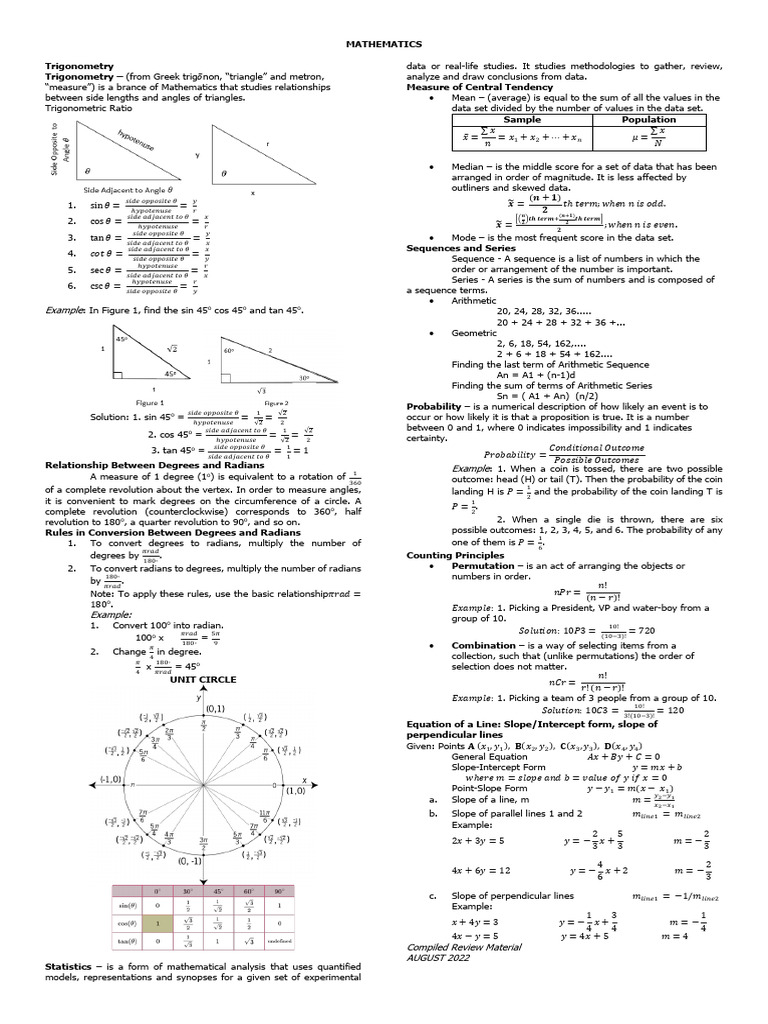 MATHEMATICS | PDF | Trigonometry | Triangle