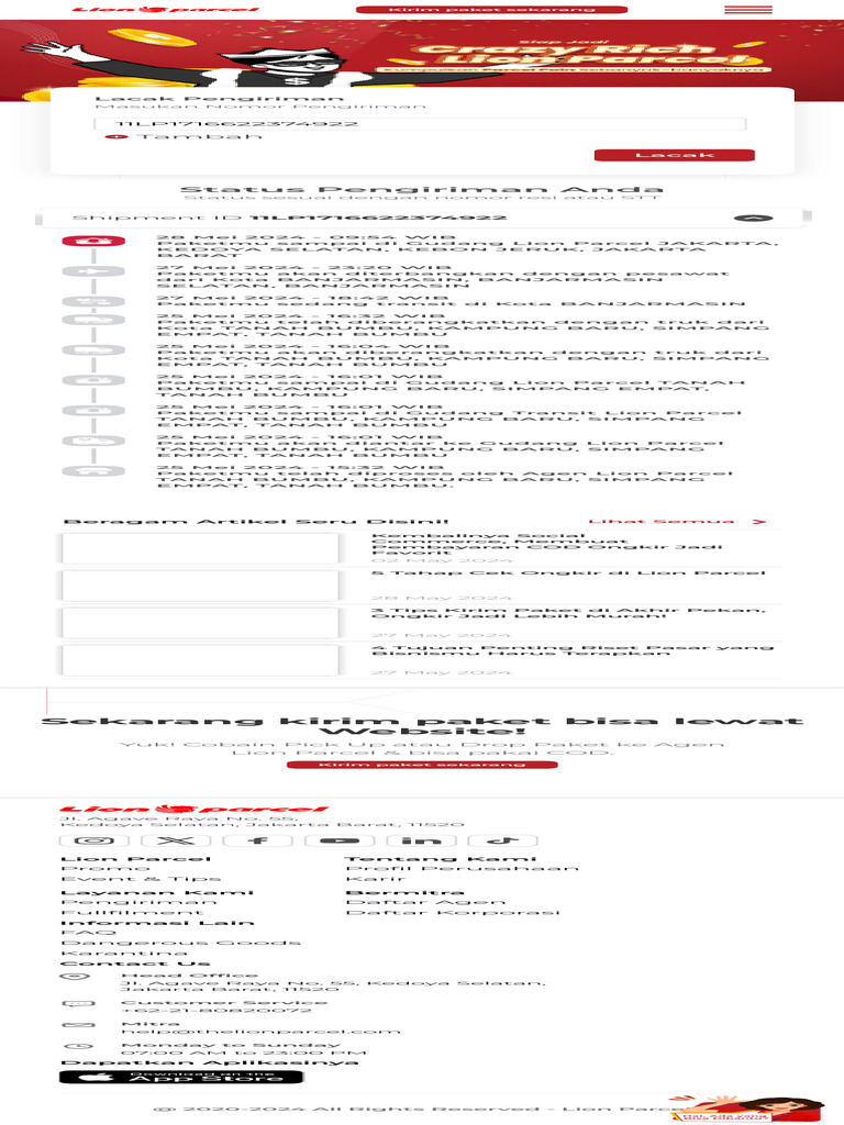 Lacak Status Pengiriman Lion Parcel | PDF