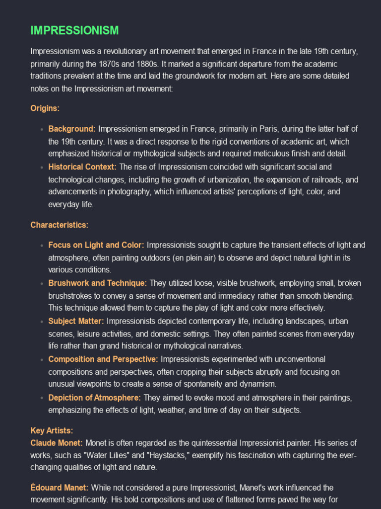 Impression | PDF | Impressionism | The Arts