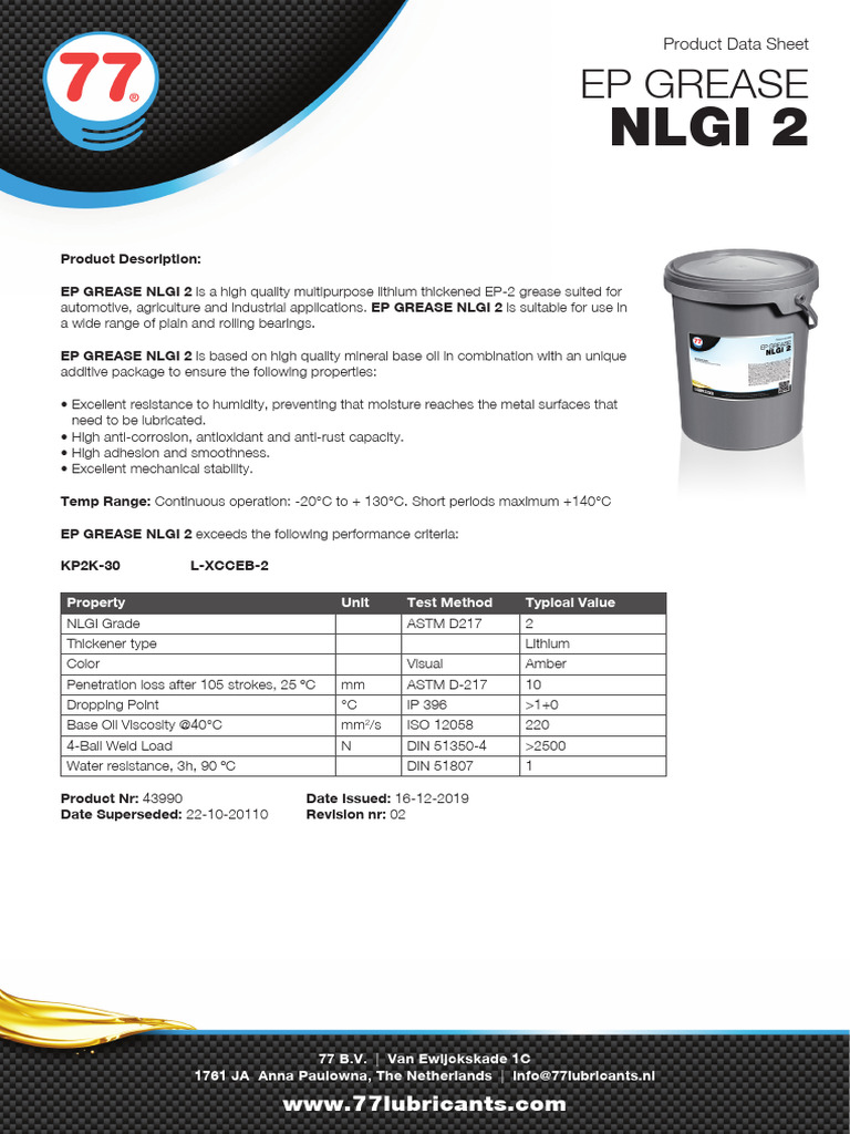 EP Grease NLGI 2 Product Overview | PDF
